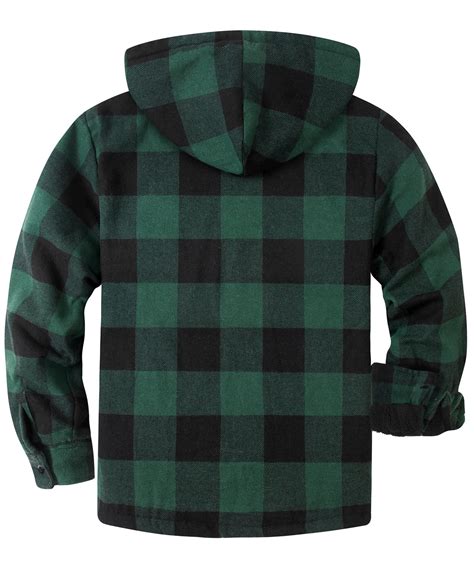 Mens Flannel Jacket Sherpa Lined Hoodies Zip Up Fleece