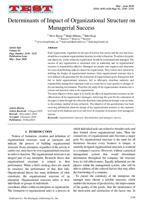 Pdf Determinants Of Impact Of Organizational Structure On Managerial