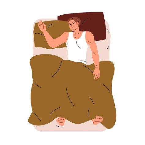 Premium Vector Man Sleeping Alone Person Asleep Resting Relaxing In Bed At Night Top View