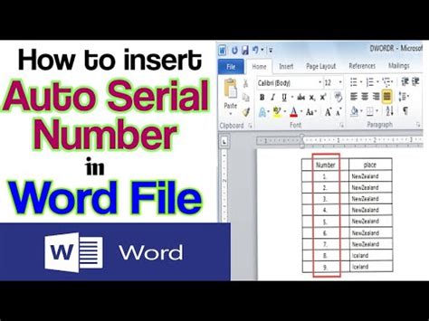 How To Insert Auto Serial Number Numbering In MS Word File Auto Serial