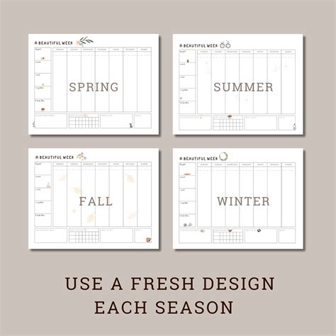 Seasonal Simplicity Weekly Planner Four Styles Included The