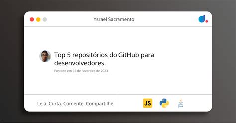 Top 5 Repositórios Do Github Para Desenvolvedores Ysrael Sacramento