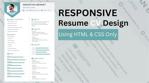 How To Create Responsive Resume Website Using Html And Css Resume Cv