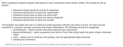 sample run welcome to the password checker program