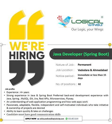 Karthick Pr On Linkedin Hiringalert Javadeveloper Springboot Vadodarajobs Itjobs Wfhjobs