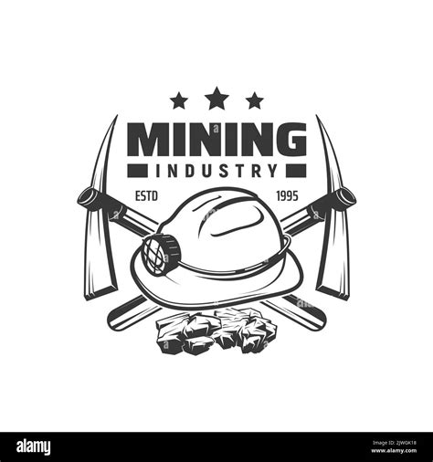 Coal Mining Industry Icon Fossil Fuel Mining Vector Vintage Sign Or