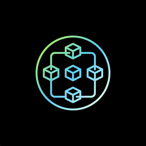 Blockchain With Blocks In Circle Vector Line Colored Icon Block Chain Creative Round Sign