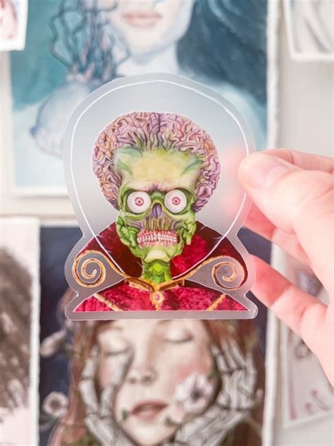 Mars Attacks Clear Alien Sticker Etsy