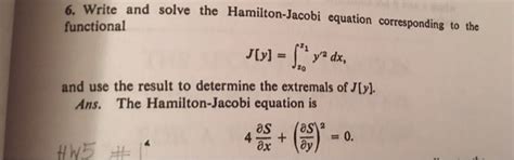 Solved Write And Solve The Hamilton Jacobi Equation