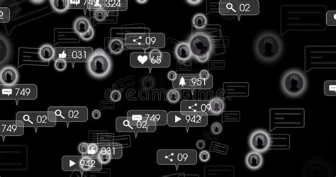 Imagen De Iconos De Usuario Flotando Sobre Fondo Negro Con Alertas En