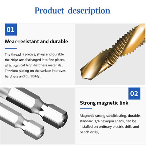6pc Hss Screw Thread Metric Tap Drill Bit M3 M10 Shank Titanium Tap