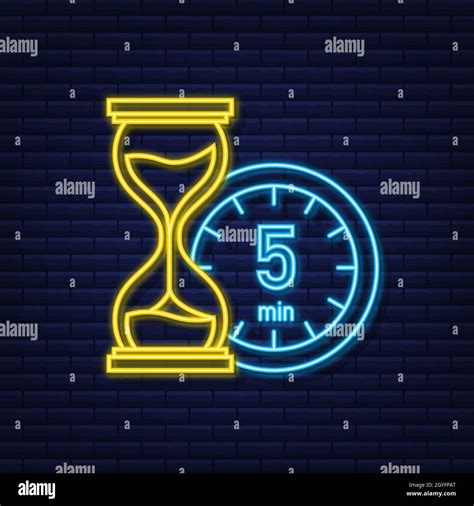 The Minutes Stopwatch Vector Neon Icon Stopwatch Icon In Flat Style Timer On On Color