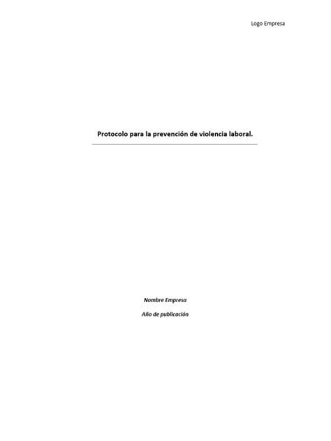 9 Protocolo Prevencion De Violencia Laboral Sector Privado Descargar