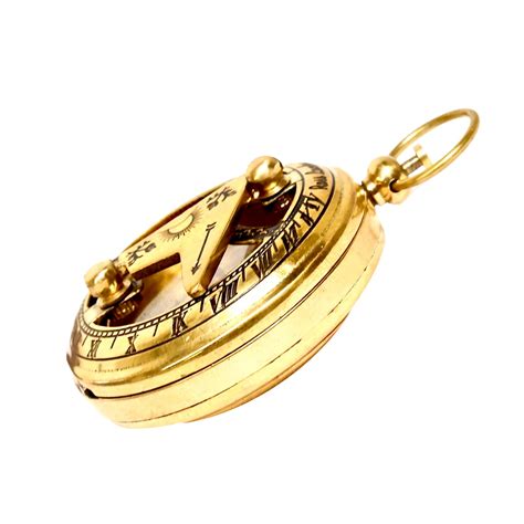 Polished Brass 45mm Pocket Sundial Compass Sn106 Vintage World