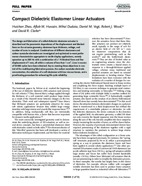 Pdf Compact Dielectric Elastomer Linear Actuators