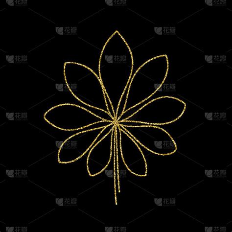 抽象金叶在现代抽象极简主义单线风格。