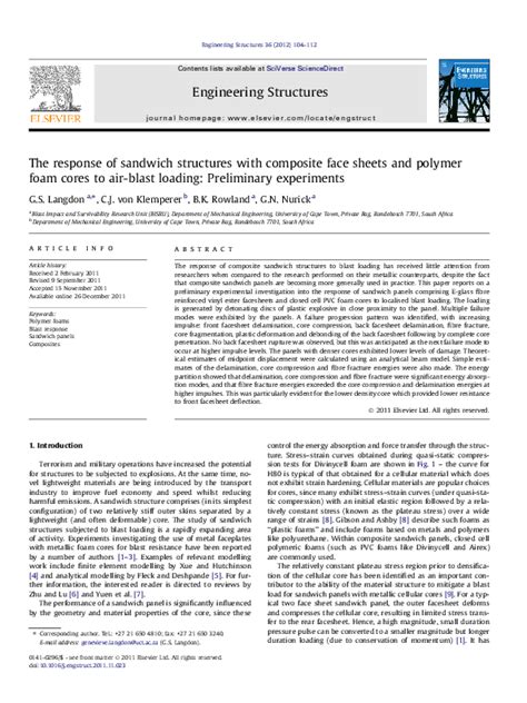 Pdf The Response Of Sandwich Structures With Composite Face Sheets