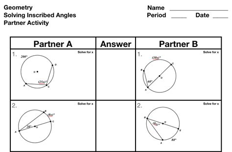 Inscribed Angles In Circles Ck 12 Foundation Worksheets Library