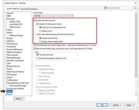Solidworks 3d Interconnect Options