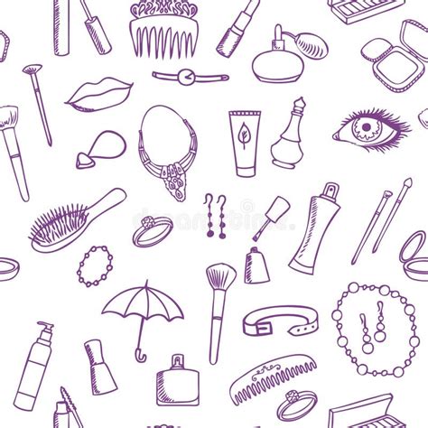 Beauty Fashion Seamless Sketch Pattern Vector Stock Vector
