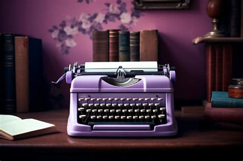 Premium Ai Image A Purple Typewriter With A Purple Cover And A Book