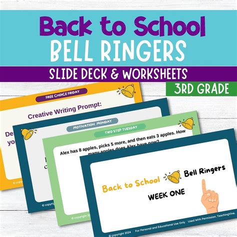 3rd Grade Back To School Bell Ringers Printable Worksheets Slide Deck