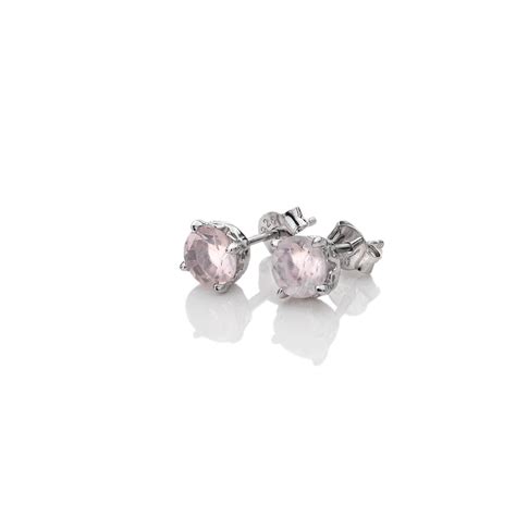 Anais Silver And Pink Rose Quartz October Birthstone Earrings