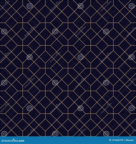 Luxury Geometric Seamless Ornamental Background Grid Repeatable Golden Pattern Elegant Blue