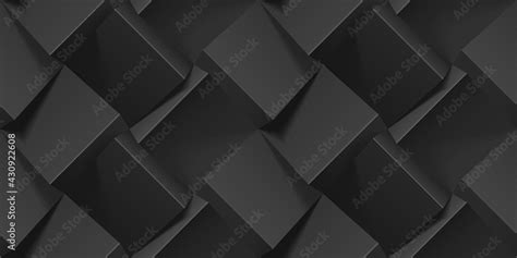 Dark Abstract Seamless Geometric Pattern Realistic 3d Cubes From Black Paper Template For