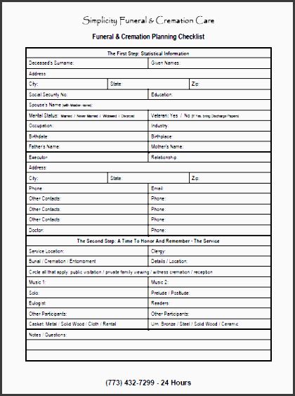 Funeral Planning Checklist Example Sampletemplatess Sampletemplatess