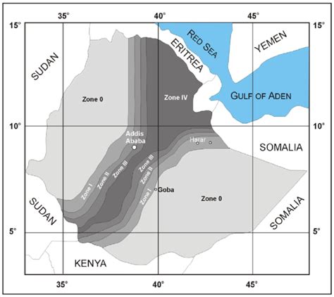 Seismic Risk Zone Map Of Ethiopia After Asfaw 1986 Download