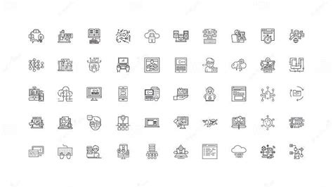 Programming Coding Concept Illustration Linear Icons Line Signs Set Vector Collection Stock