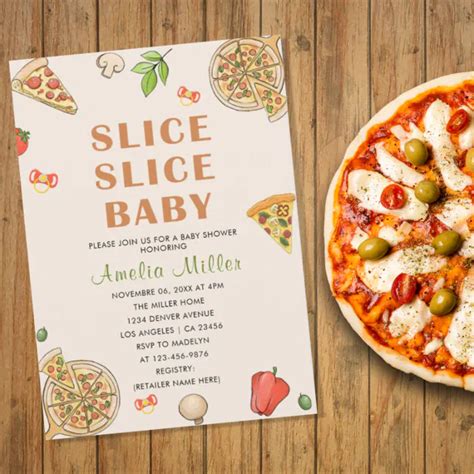 Slice Slice Baby Pizza Baby Shower Invitation Zazzle
