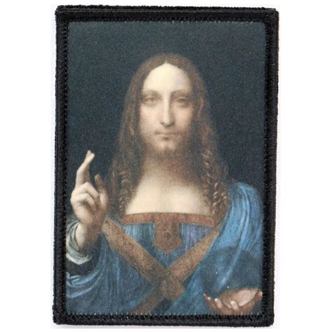 ワッペン キリスト（ダヴィンチの絵画 サルバトール・ムンディ） マジックテープ（ベルクロ・面ファスナー）着脱式 ミリタリー サバゲー プリント
