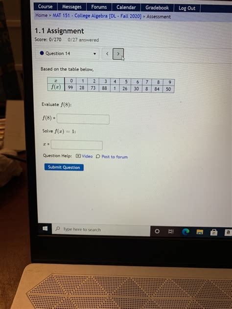 Solved Course Messages Forums Calendar Gradebook Home Mat