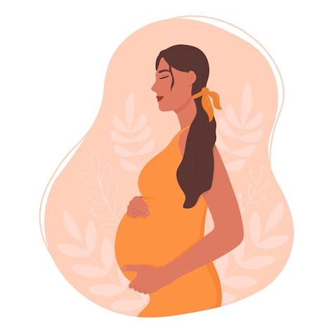 Premium Vector Happy Pregnant Woman Holding Her Belly The Expectation
