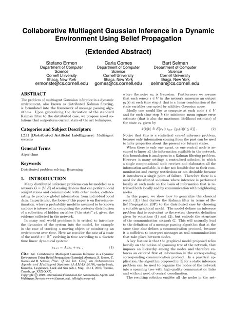 Pdf Collaborative Multiagent Gaussian Inference In A Dynamic