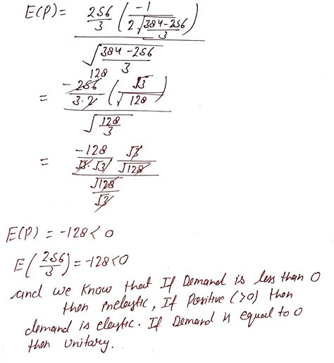 Solved For The Following Demand Equation Compute The Elasticity Of