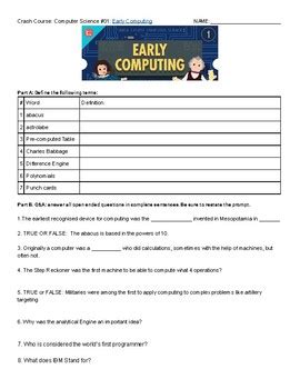 Crash Course Computer Science Early Computing By NeelTeach TPT