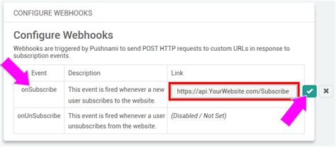pushnami documentation setting up webhooks for subscribe unsubscribe