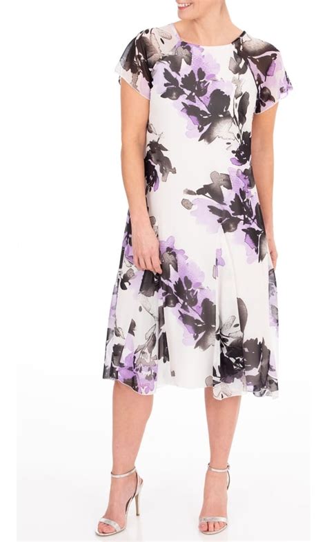 Anna Rose Floral Printed Chiffon Midi Dress In Multi Klass