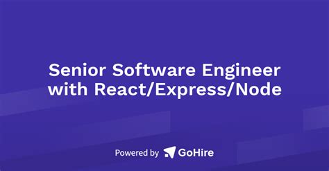 Senior Software Engineer With Reactexpressnode At N Consulting Ltd