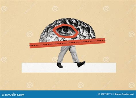 Composite Photo Collage Of Male Legs Instead Body Cortex Brain Organ