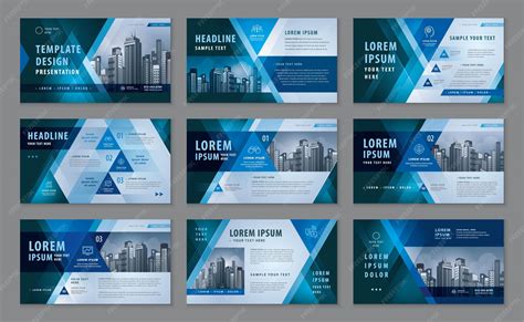 Premium Vector Blue Abstract Presentation Template Set