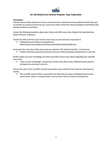 Persp Ns Module 1 Natural Science Assignment Sci 100 Module One