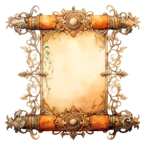 12x Medieval Scroll Clipart Ornate Paper Clipart Printable Watercolor