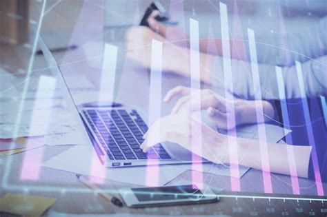 Premium Photo Multi Exposure Of Woman Hands Typing On Computer And Financial Chart Hologram