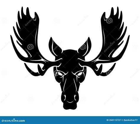 Moose Head Silhouette Front View Illustration Cartoon Vector