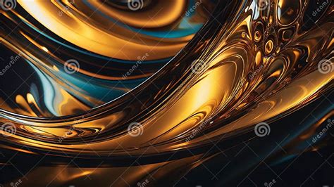 Fluid Elegance Abstract Liquid Metal Waves In Gold And Silver Stock Illustration Illustration