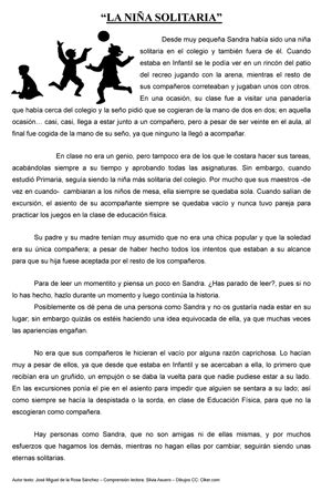 Cuento corto La niña solitaria Actiludis